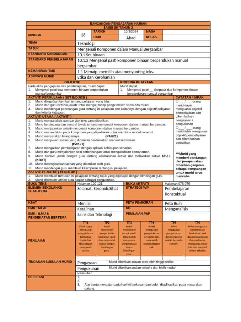 m38 RPH Sains THN 2 2024-2025 by Cikgu Gorgeous | PDF