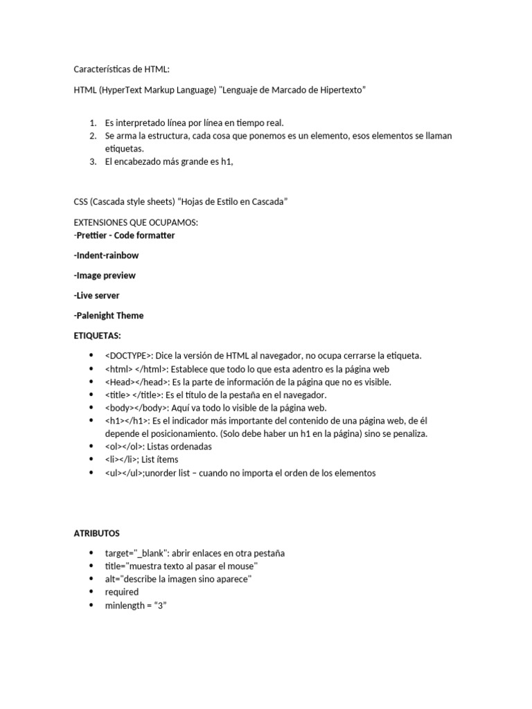 Características de HTML | PDF | HTML | Consorcio Mundial de la red