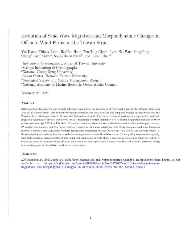 Evolution of Sand Wave Migration and Morphodynamic Change | PDF ...