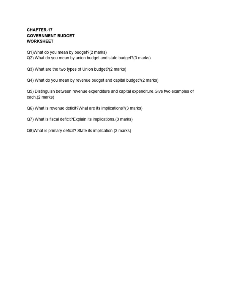 Government Budget Worksheet | PDF