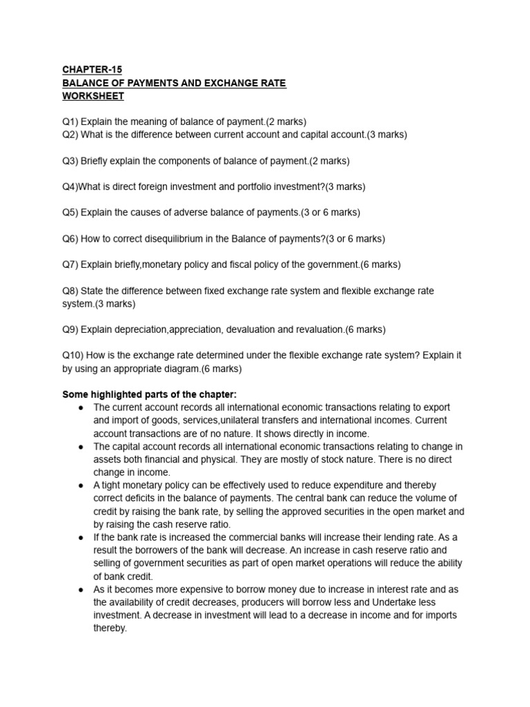 Balance of Payments & Exchange Rates Guide | PDF | Balance Of Payments ...