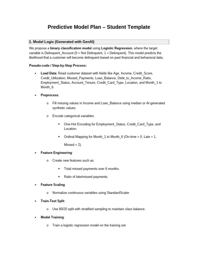 Task 2 ModelPlan Template | PDF | Logistic Regression | Regression Analysis