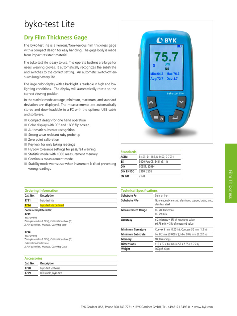 Byko-Test Byko-Test Lite 3794 | PDF | Calibration