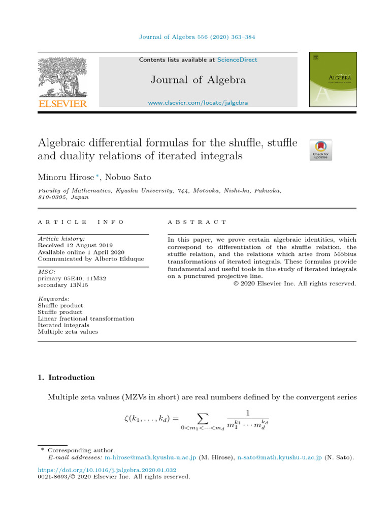 Algebraic Differential Formulas For The Shuffle, Stuffle and Duality Relations of Iterated ...