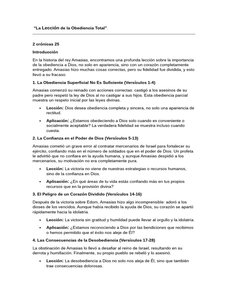 La Lección de La Obediencia Total | PDF | Dios