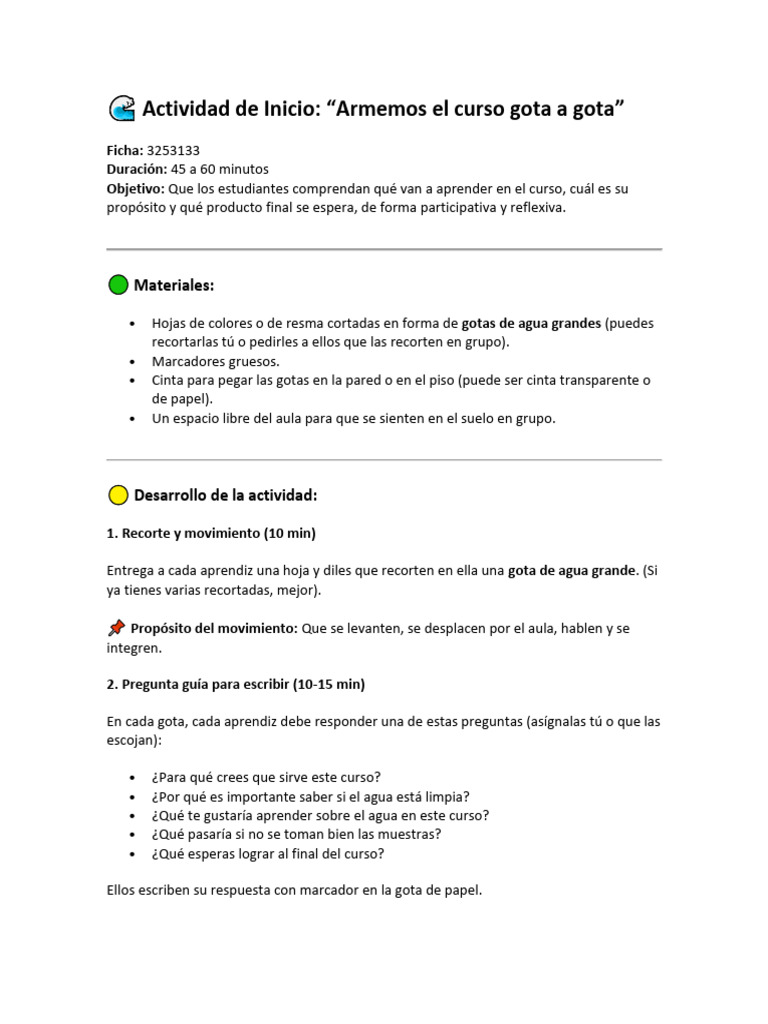 ? Actividad de Inicio | PDF