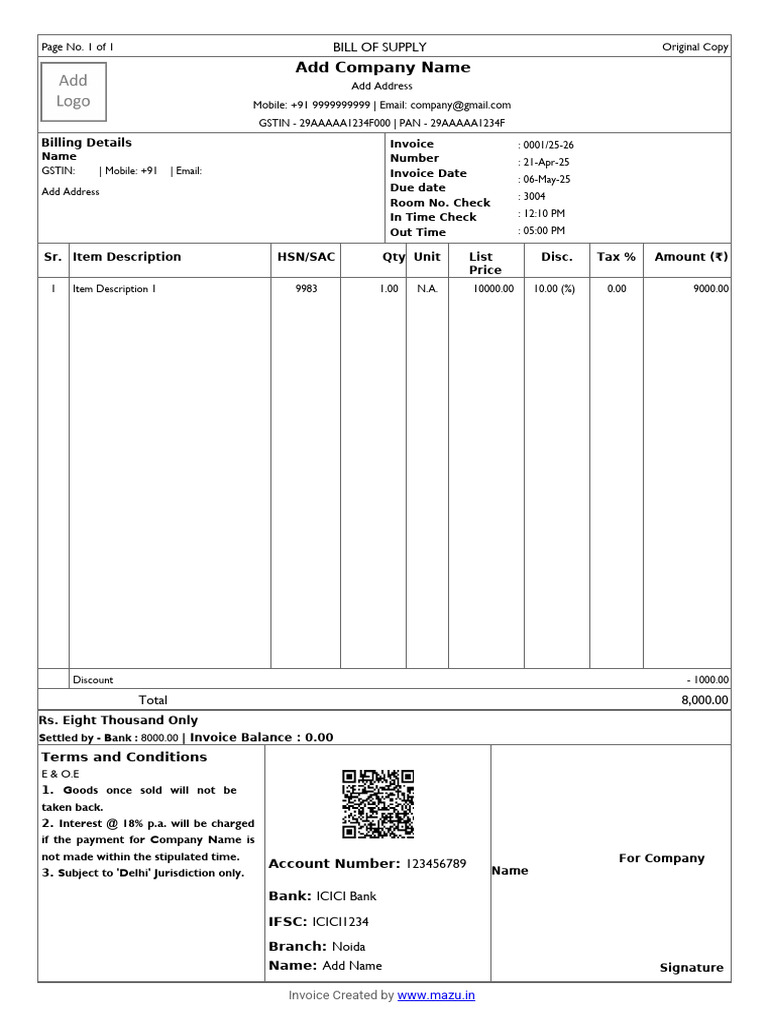 Hotel and Restaurant Bill Format | PDF | Invoice | Payments