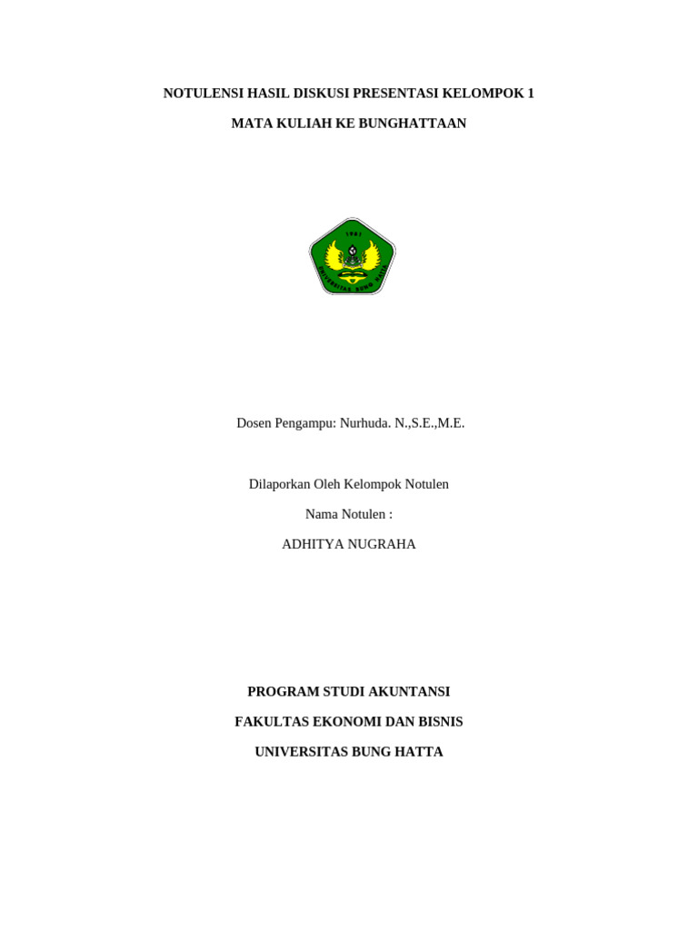 Laporan Notulensi Hasil Diskusi Presentasi Kelompok 1 | PDF