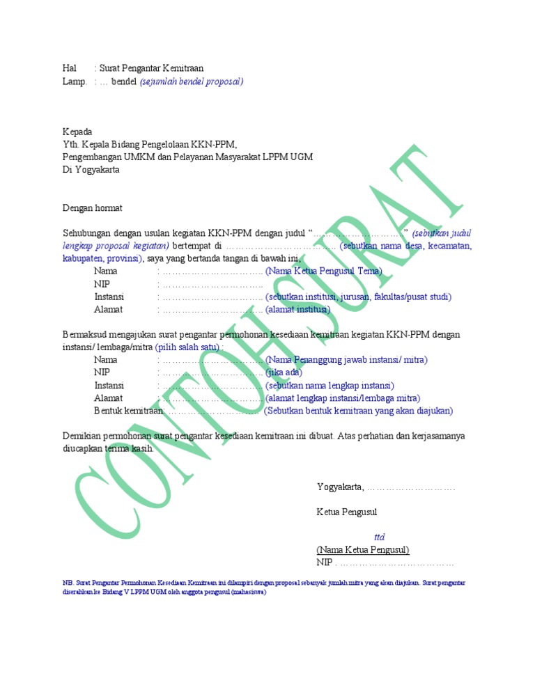 Contoh Surat Permohonan Kemitraan-Ok | PDF