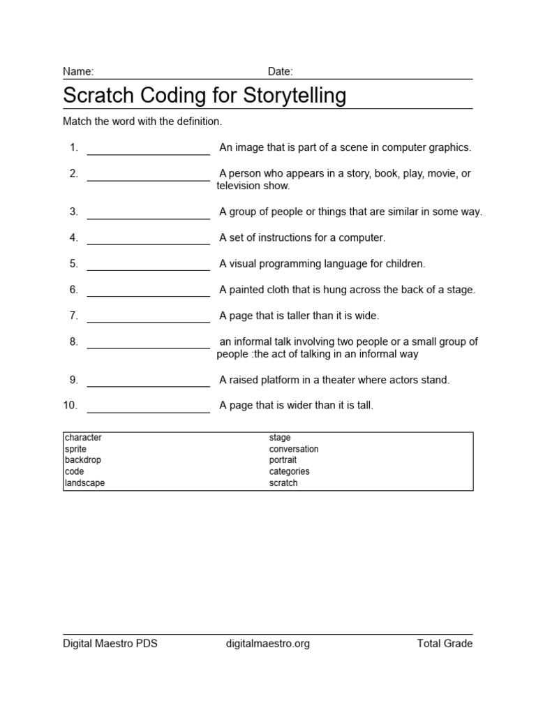Scratch Coding Vocabulary Guide | PDF | Photograph | Image