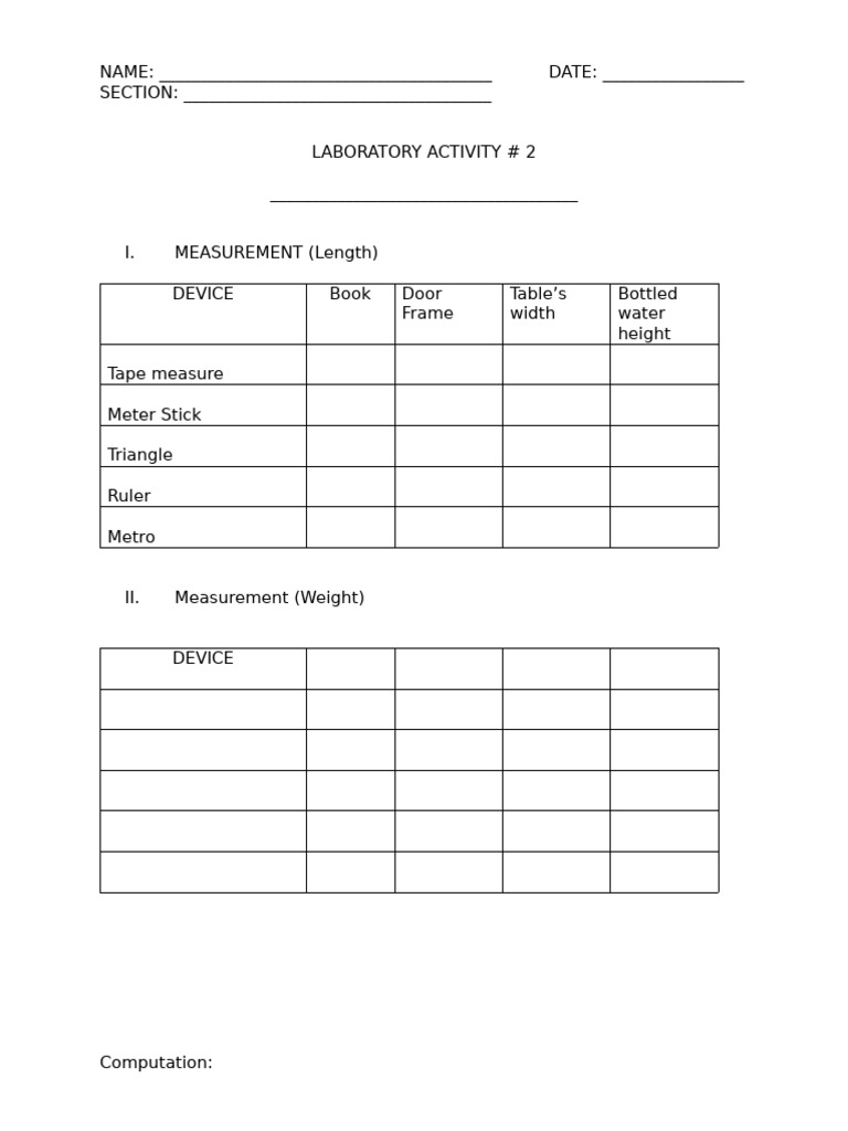 LAB ACTIVITY 2 - CHEMISTRY 1 | PDF | Measurement | Weighing Scale