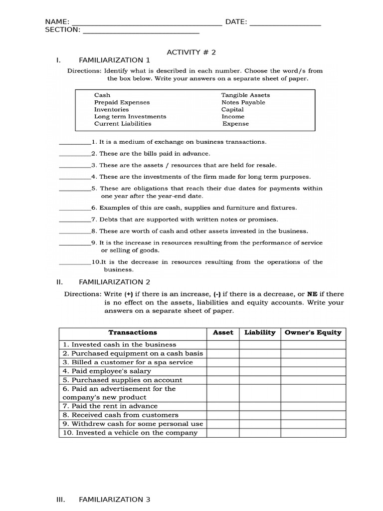 Familiarization Activities and Codings | PDF