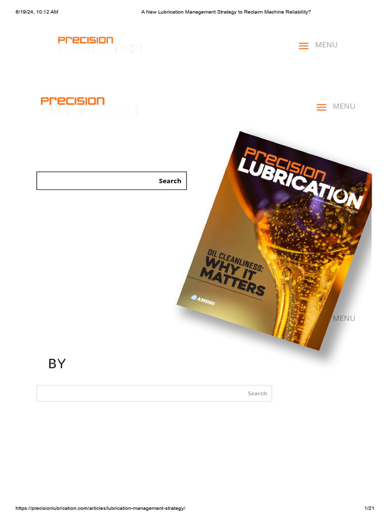 A New Lubrication Management Strategy To Reclaim Machine Reliability | PDF | Lubricant | Bearing ...