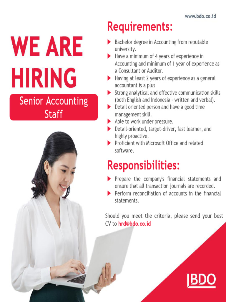Requirements:: Senior Accounting Staff | PDF