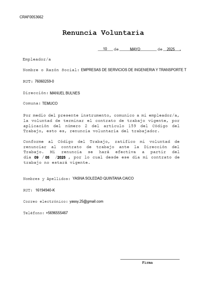 Carta Renuncia AFC | PDF