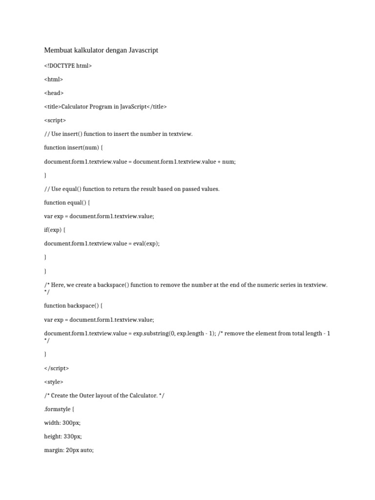 Aplikasi Kalkulator | PDF