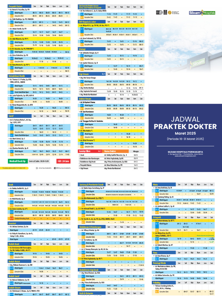 Jadwal Praktek Dokter - SHPW - 16-31 Maret 2025 | PDF