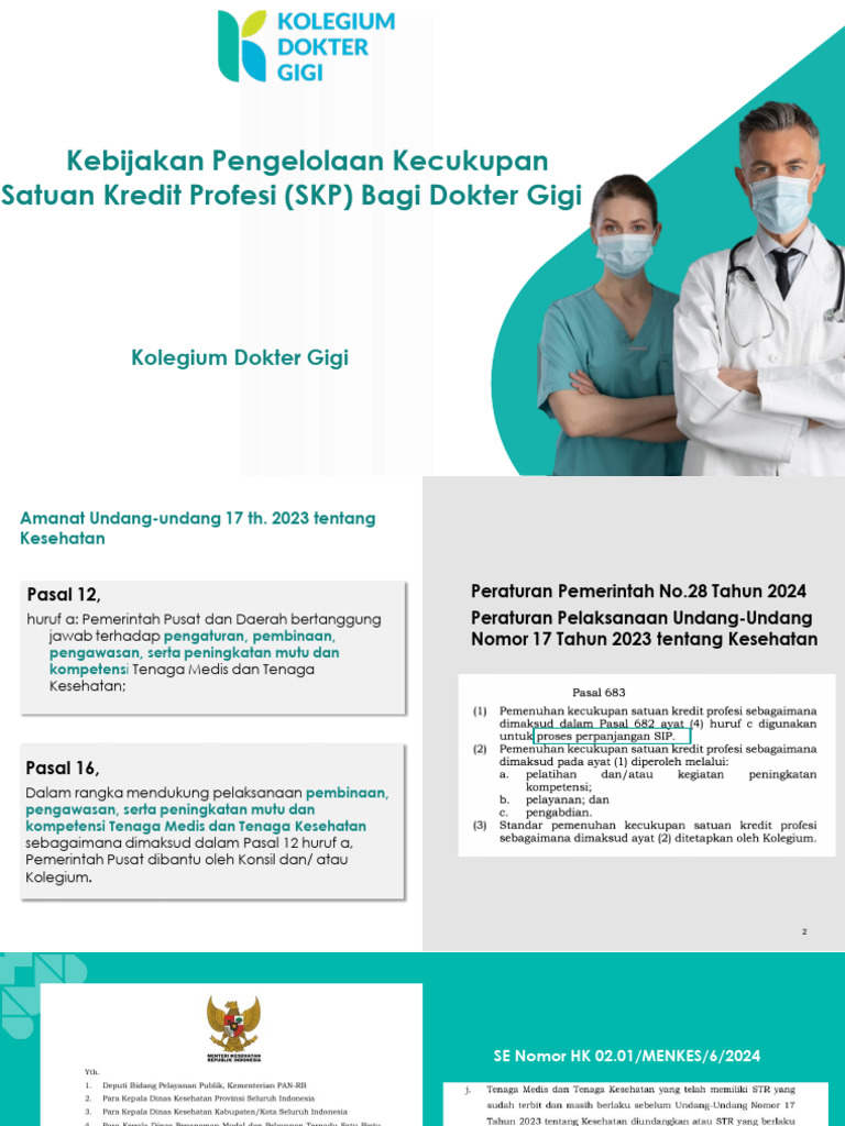 KDG Bidang 3 - Kebijakan Pengelolaan Kecukupan SKP Dokter Gigi | PDF