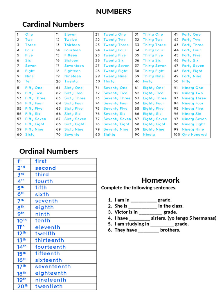 Numbers and Times Tables Guide | PDF
