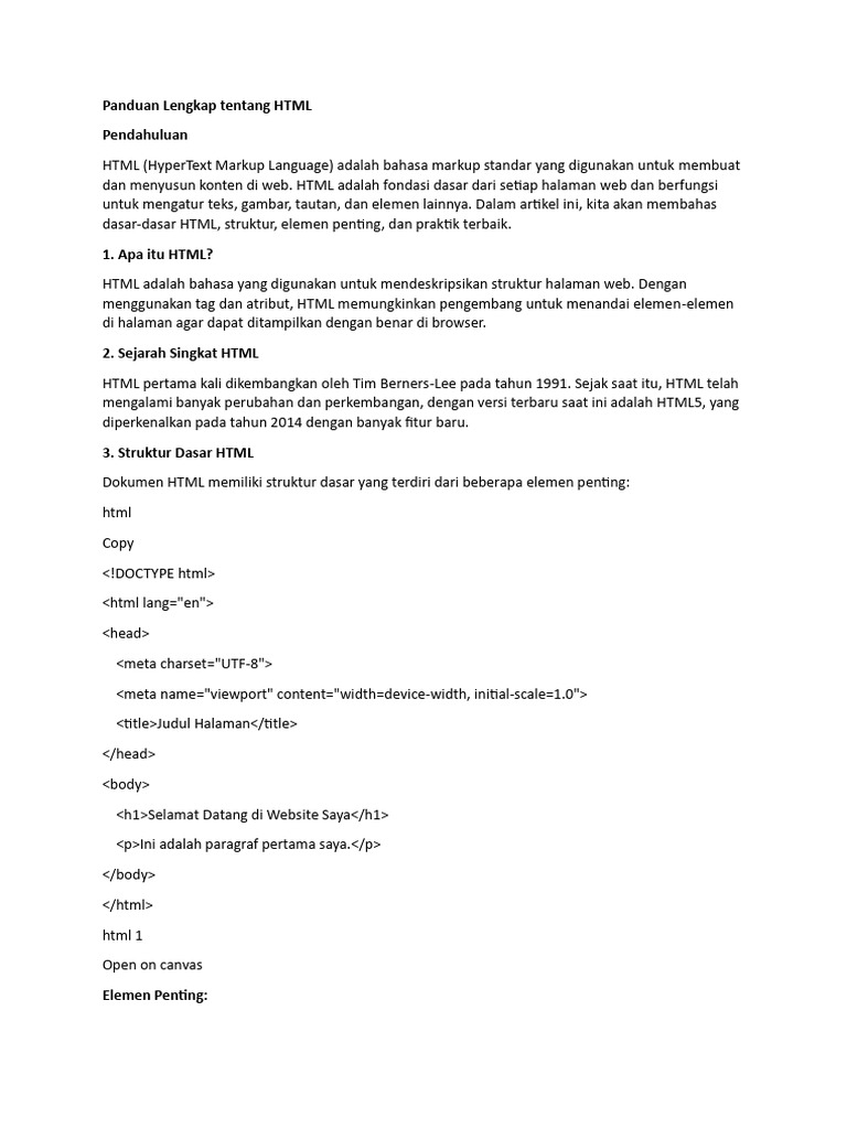 Panduan Tentang HTML | PDF