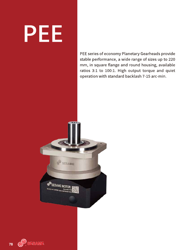 Sesame Planetary Gearboxes PEE Series | PDF