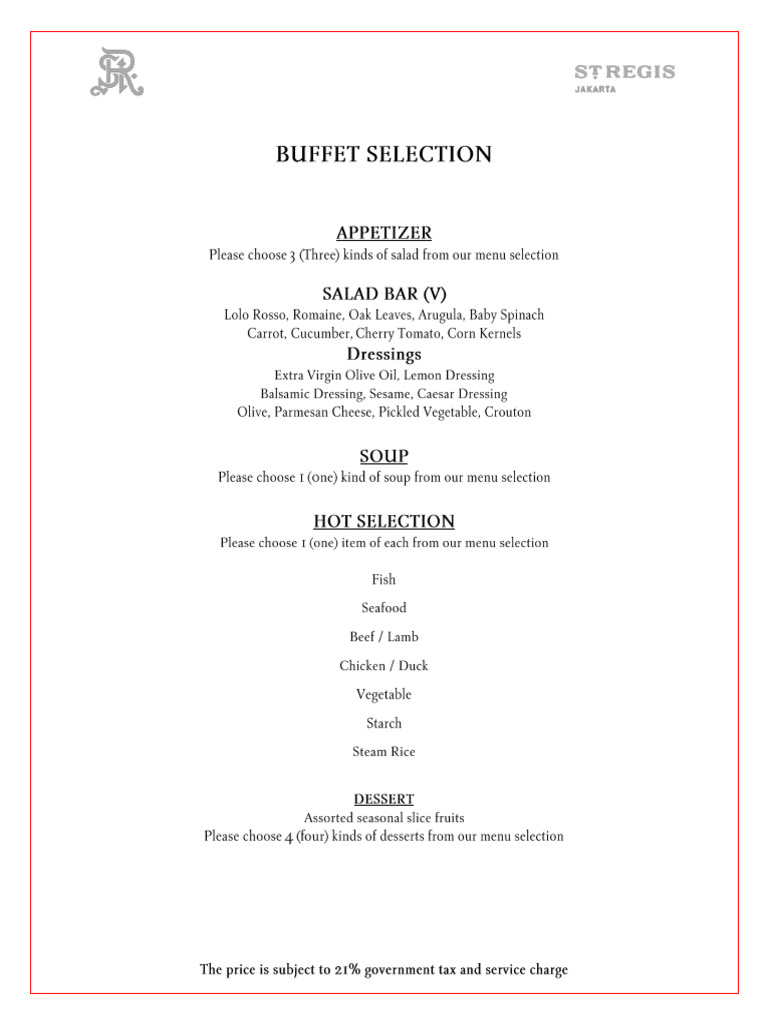Selection Buffet Menu | PDF