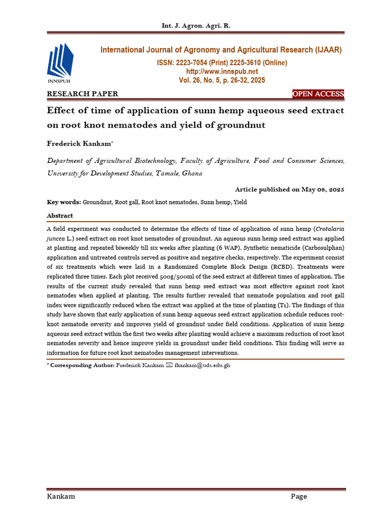 Sunn Hemp Extract for Groundnut Nematodes | PDF | Hemp | Legume