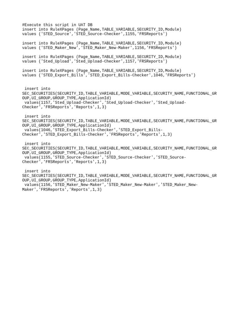 Insert Script For Role For User | PDF