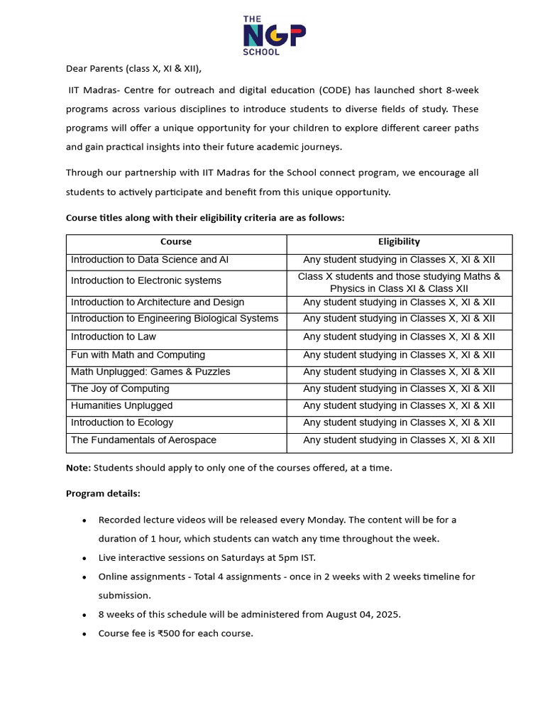 IIT School Connect-Circular | PDF