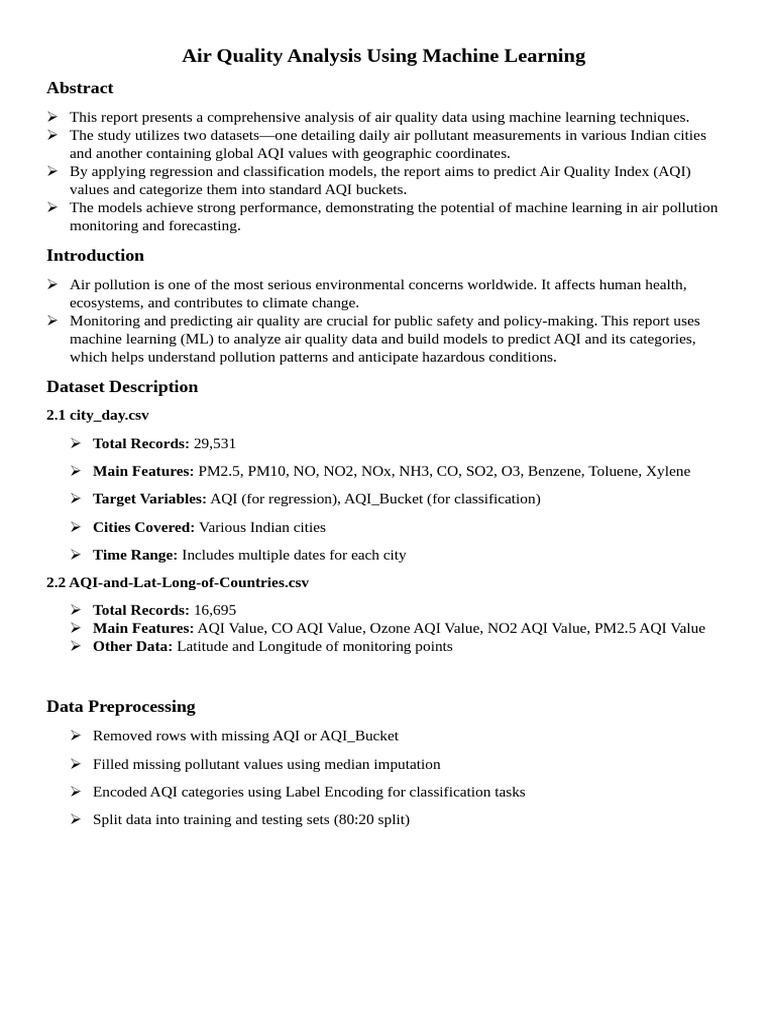 Machine Learning for Air Quality Analysis | PDF | Machine Learning ...