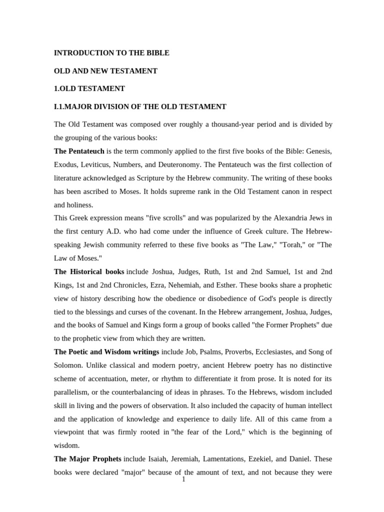 Introduction To The Bible | PDF | Torah | Hebrew Bible