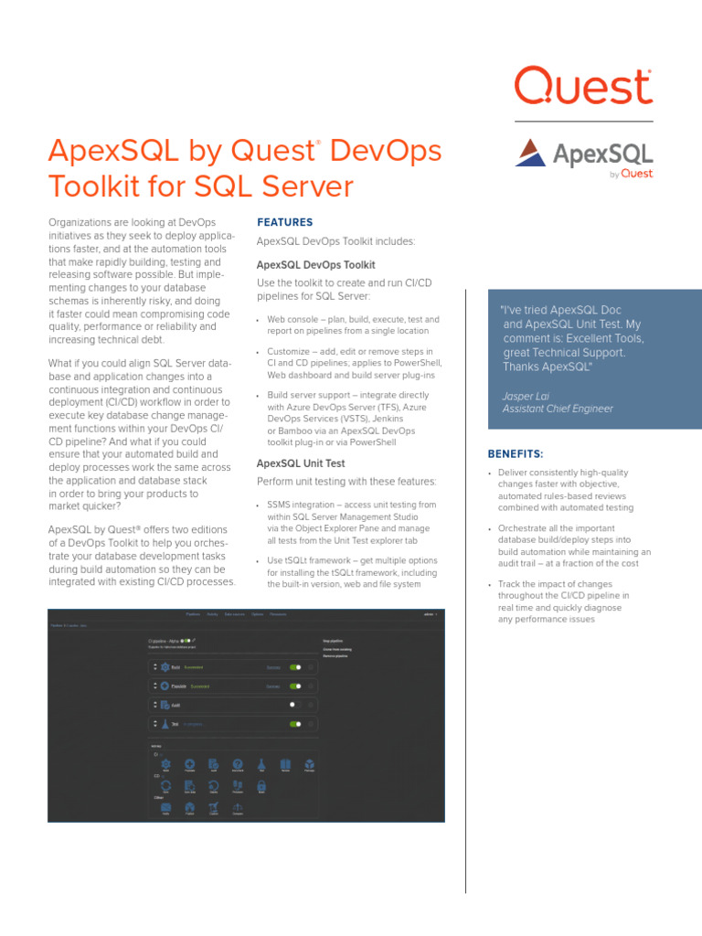 Apexsql Devops Toolkit Datasheet 145427 | PDF | Databases | Microsoft Sql Server
