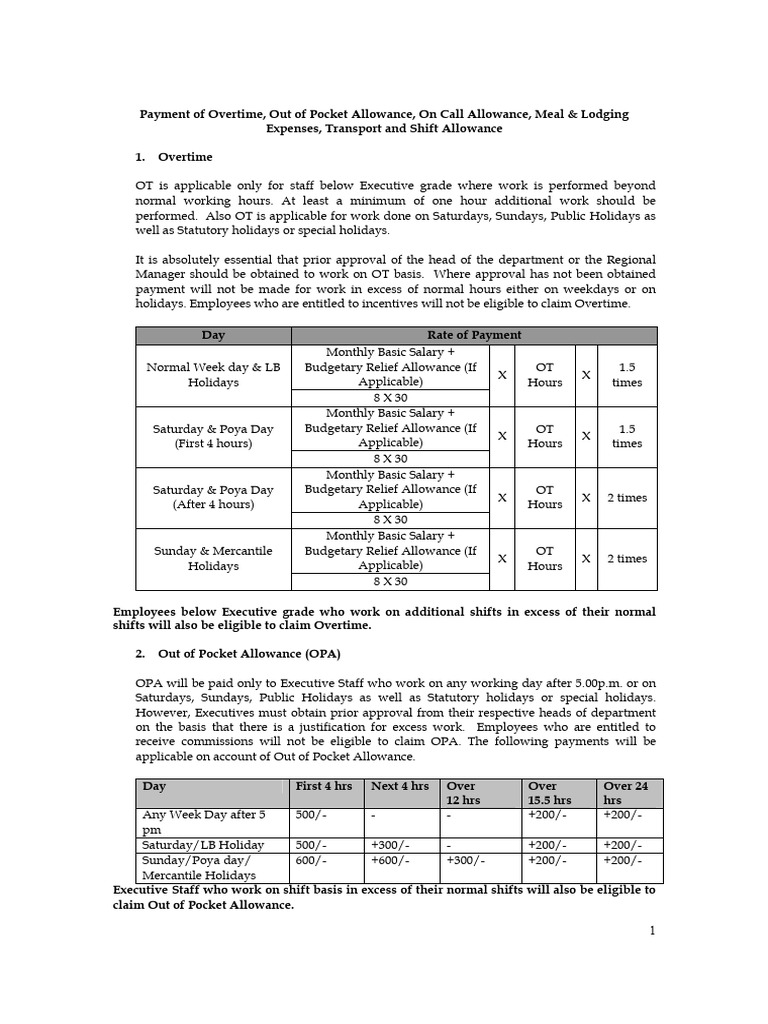 Overtime and Allowance Guidelines | PDF | Overtime | Salary
