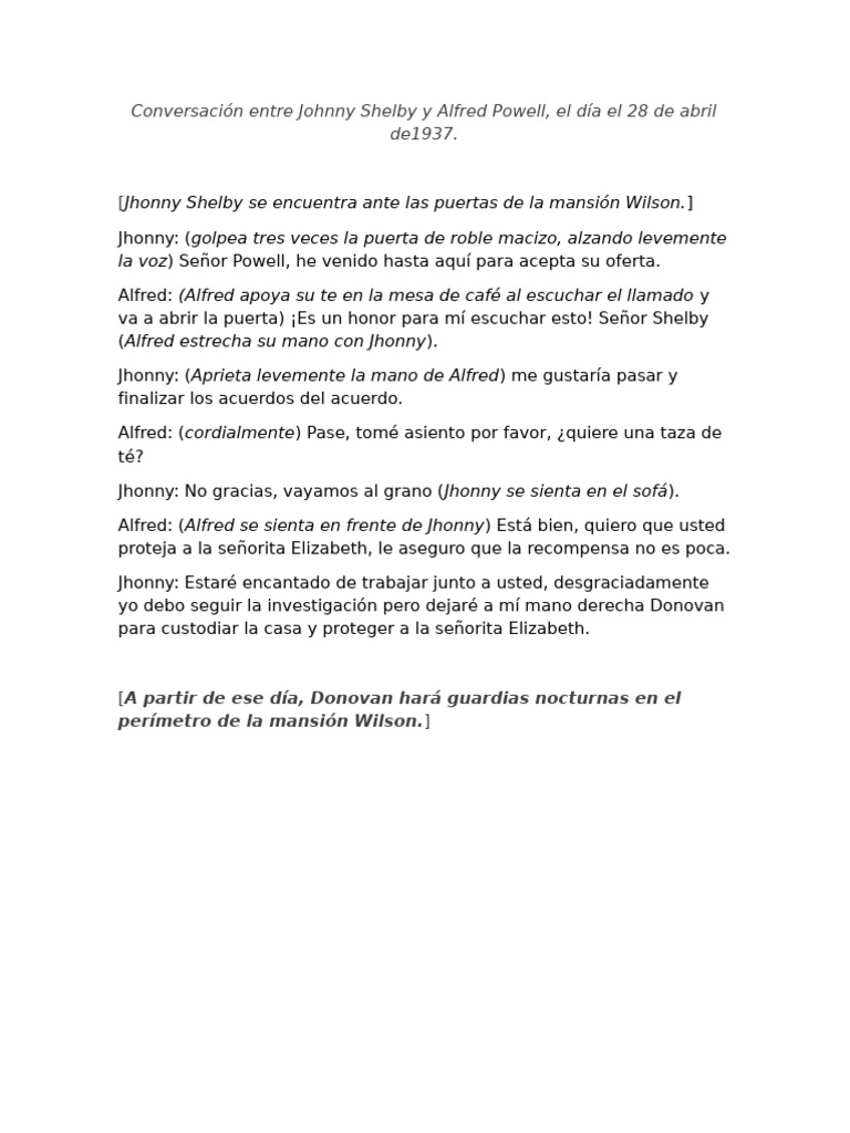 Conversación Entre Johnny Shelby y Alfred Powell, El Día El 28 de Abril ...