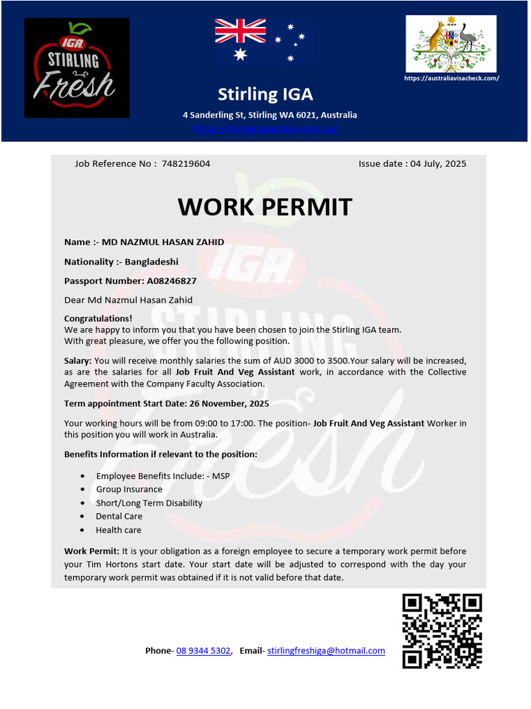 Job Offer and Work Permit Details | PDF | Employment | Private Law