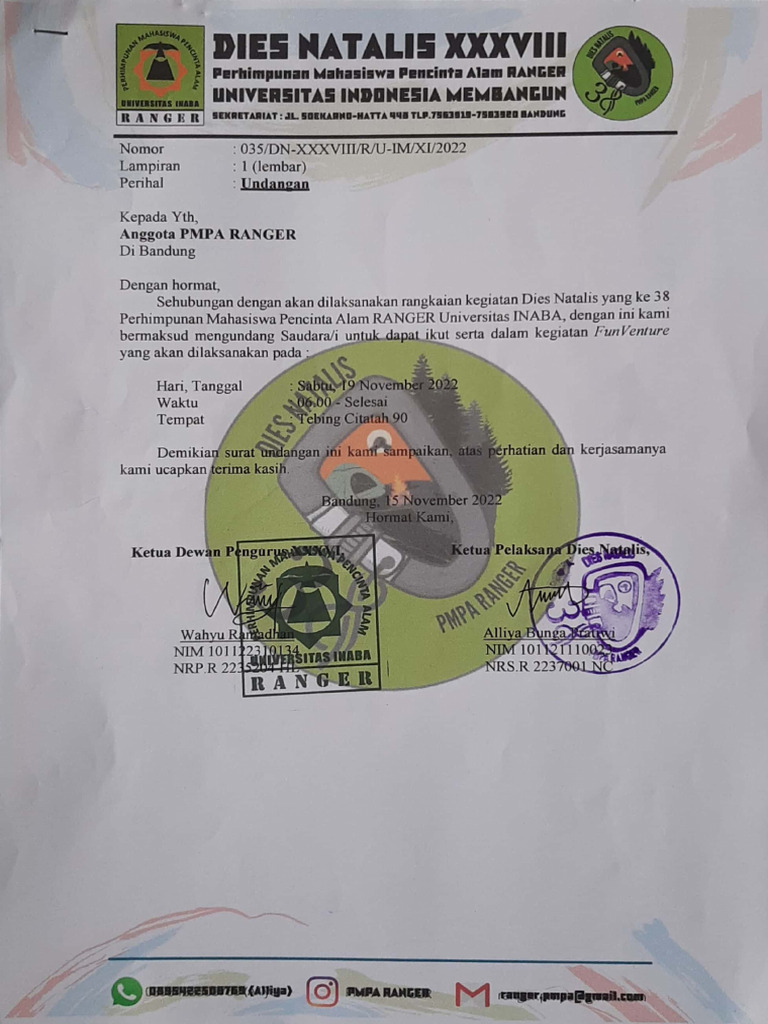 Undangan FunVenture Anggota PMPA RANGER | PDF