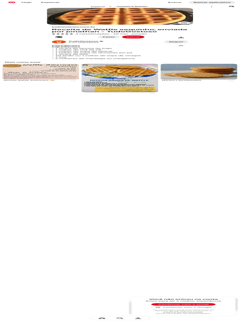 Receita de Waffle Sequinho, Enviada Por Jonathan - TudoGostoso Receita Waffle Receita, Waffles ...