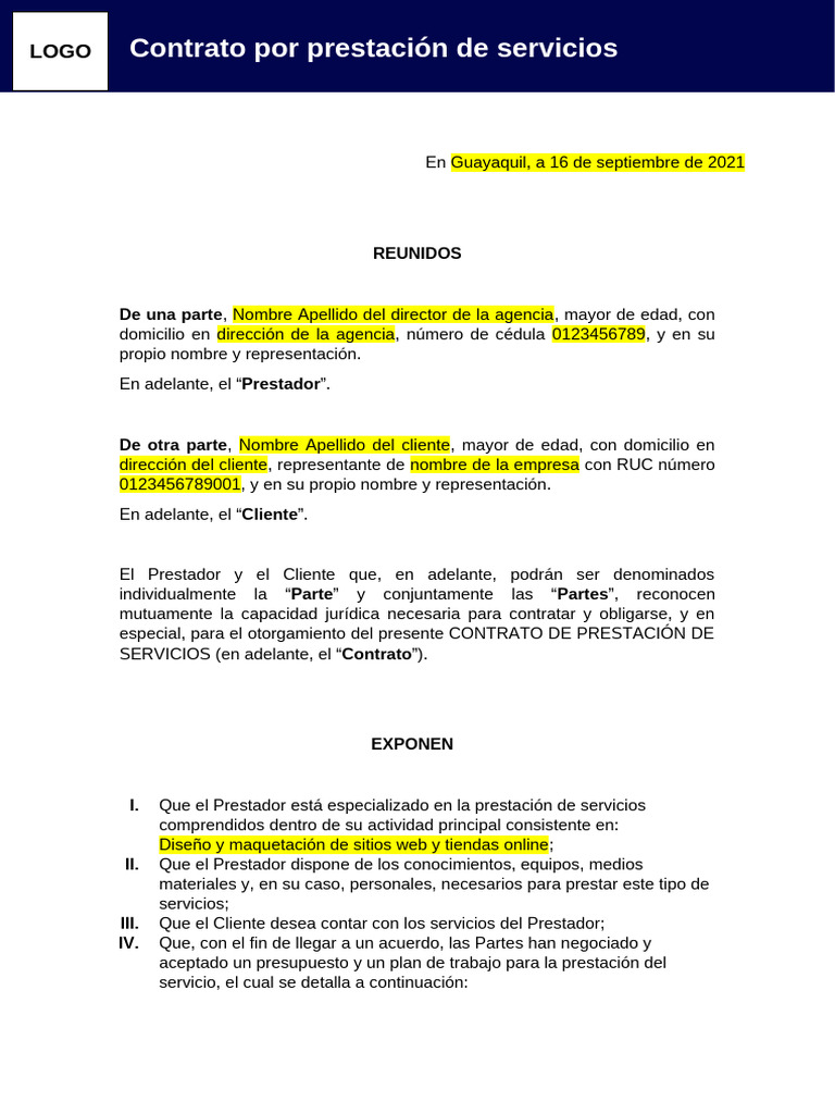 Formato de Contrato de Servicios | PDF | Daños y perjuicios | Bancos