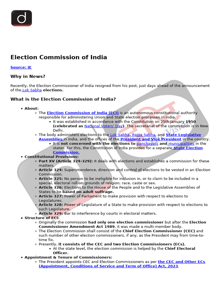 Election Commission | PDF | Government | Government Institutions