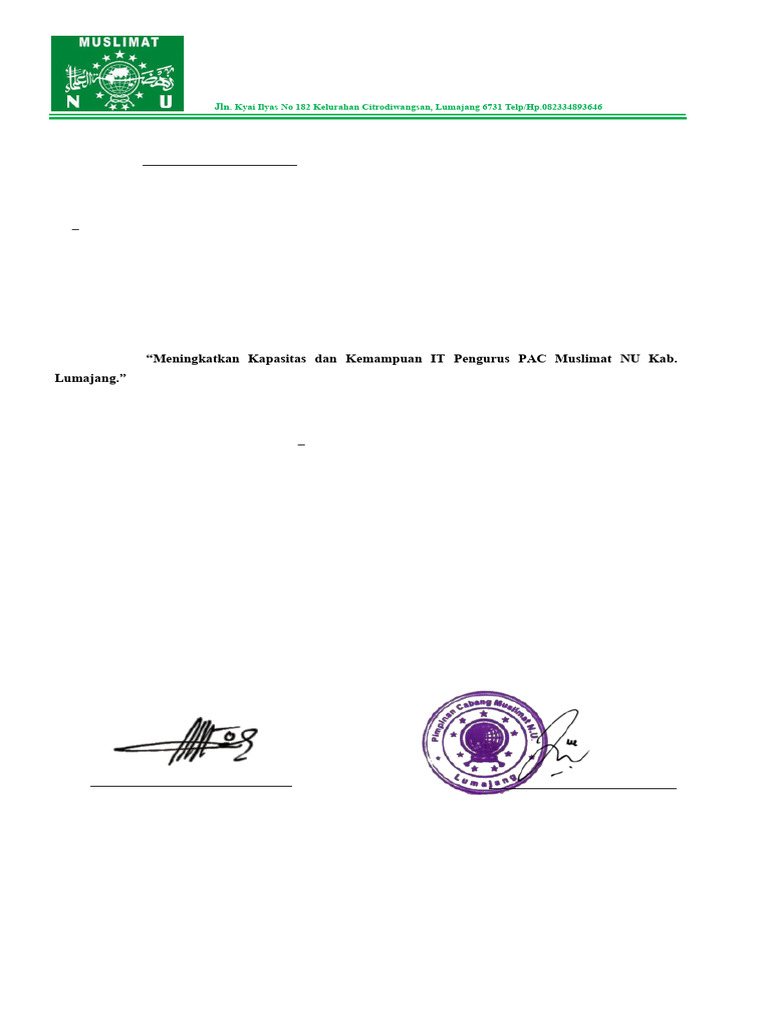 Permohonan Narasumber IT Muslimat NU | PDF
