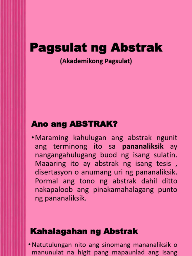 Pagsulat NG Abstrak | PDF