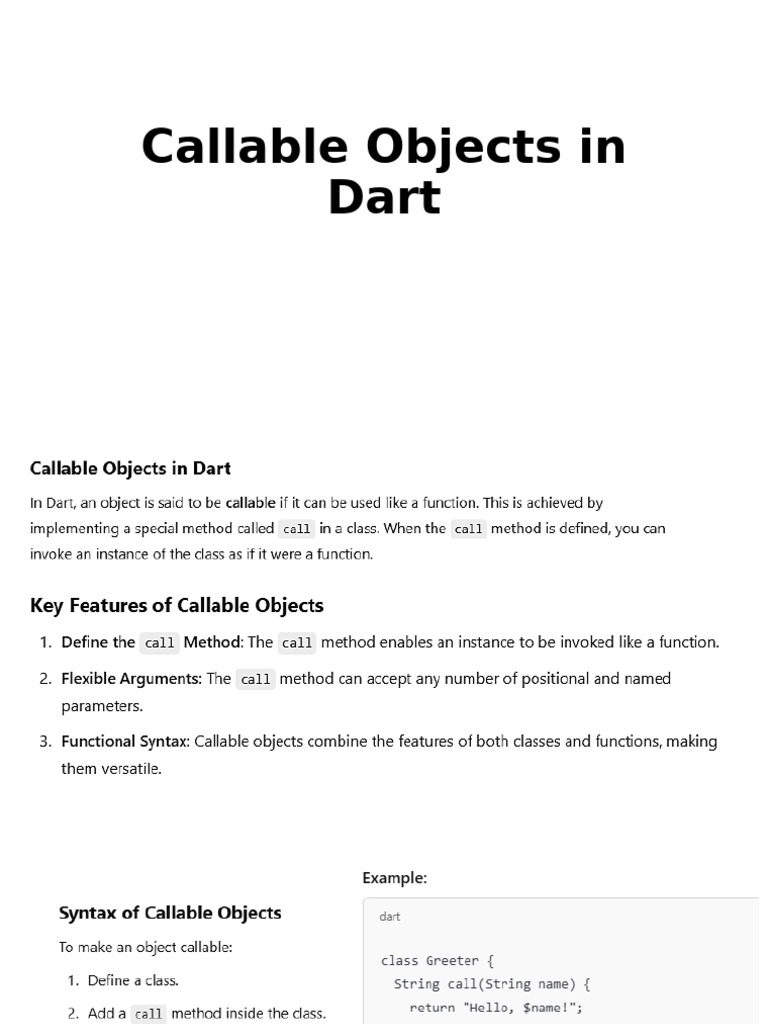 Calleble Objects in Dart | PDF