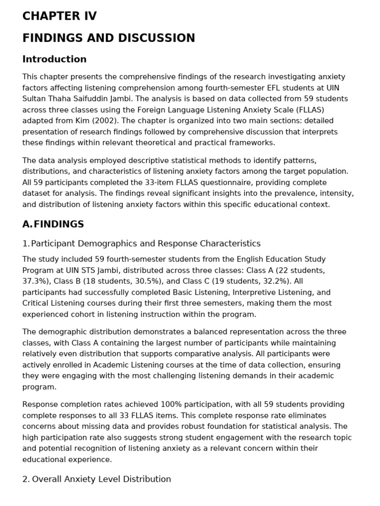 Complete Chapter IV - Findings and Discussion | PDF | Anxiety | Reading ...