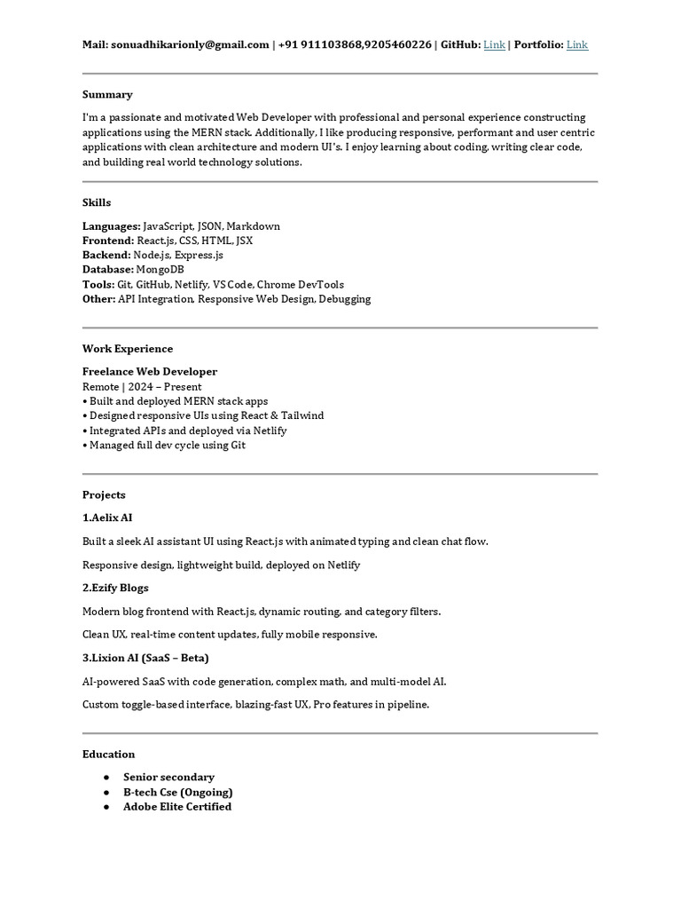 Sonu Adhikari Resume | PDF