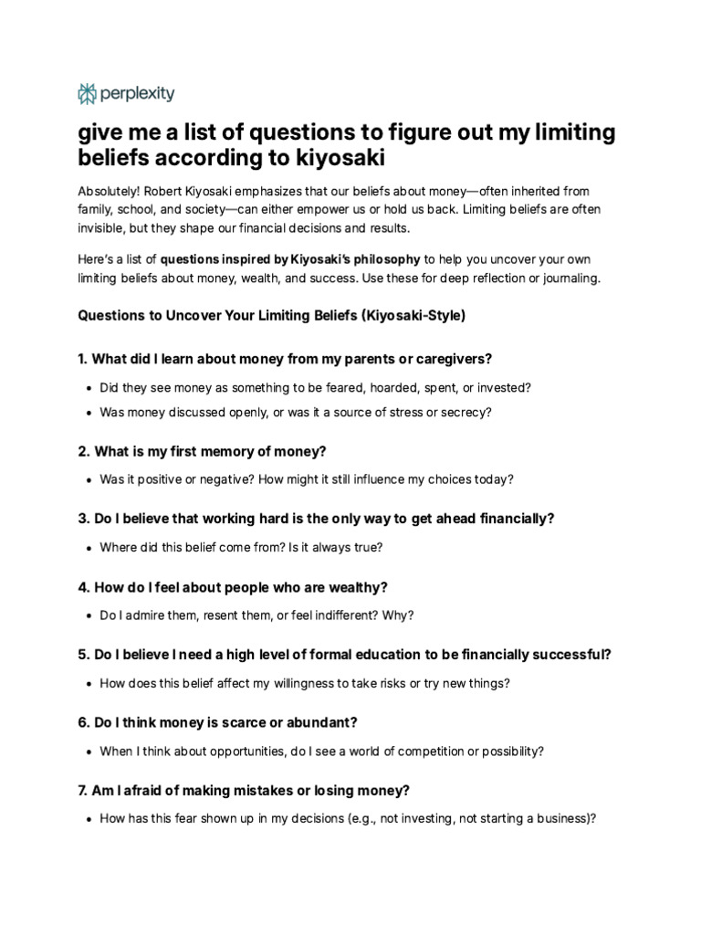 Give Me A List of Questions To Figure Out My Limit | PDF | Behavioural ...