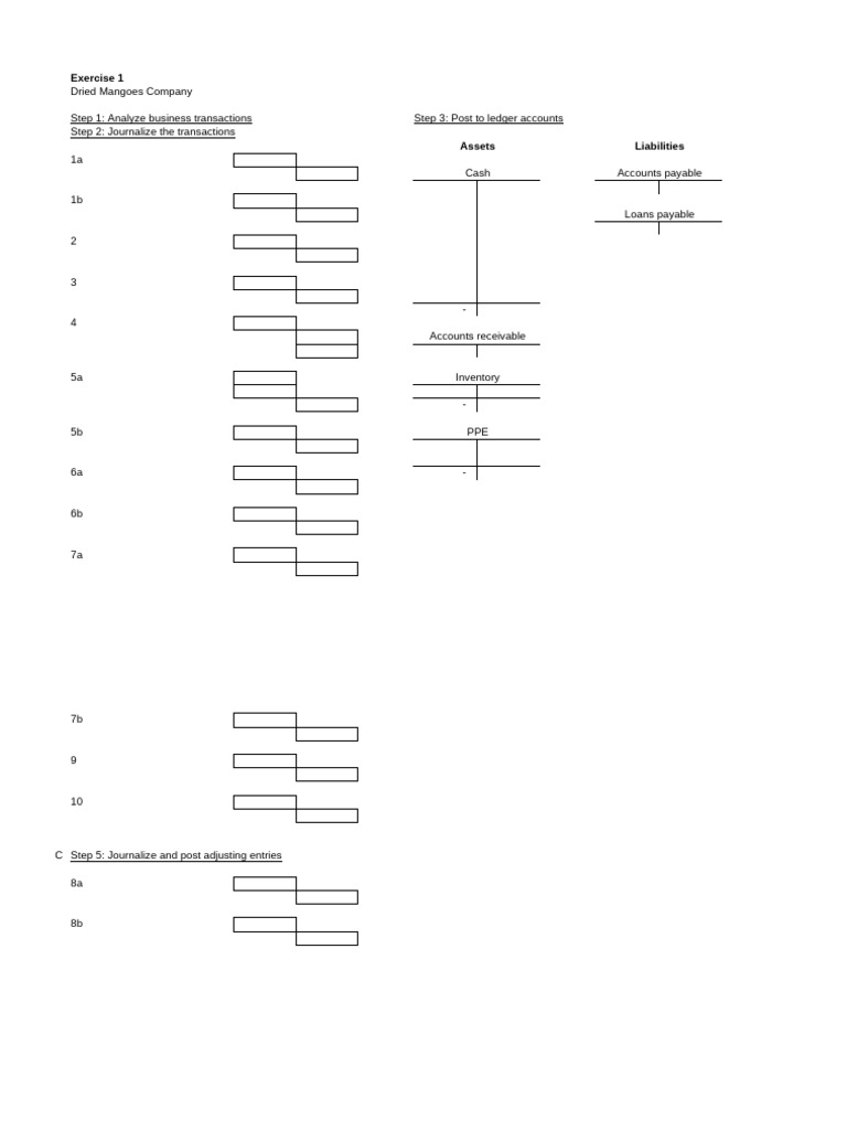Accounting Cycle Exercises Worksheet (Blank) | PDF | Expense | Revenue