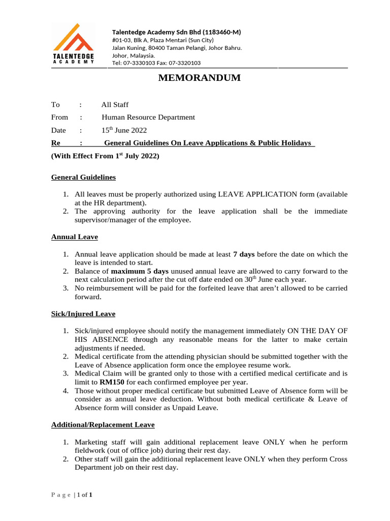 Leave Application Guidelines | PDF