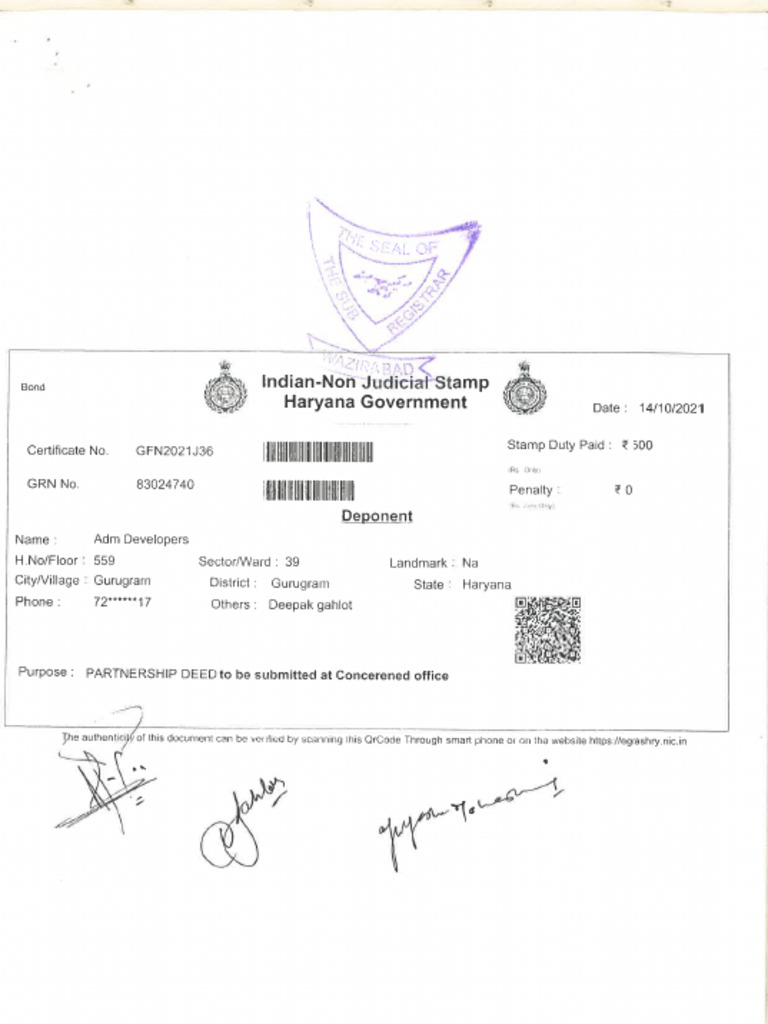 Registered Partnership Deed | PDF