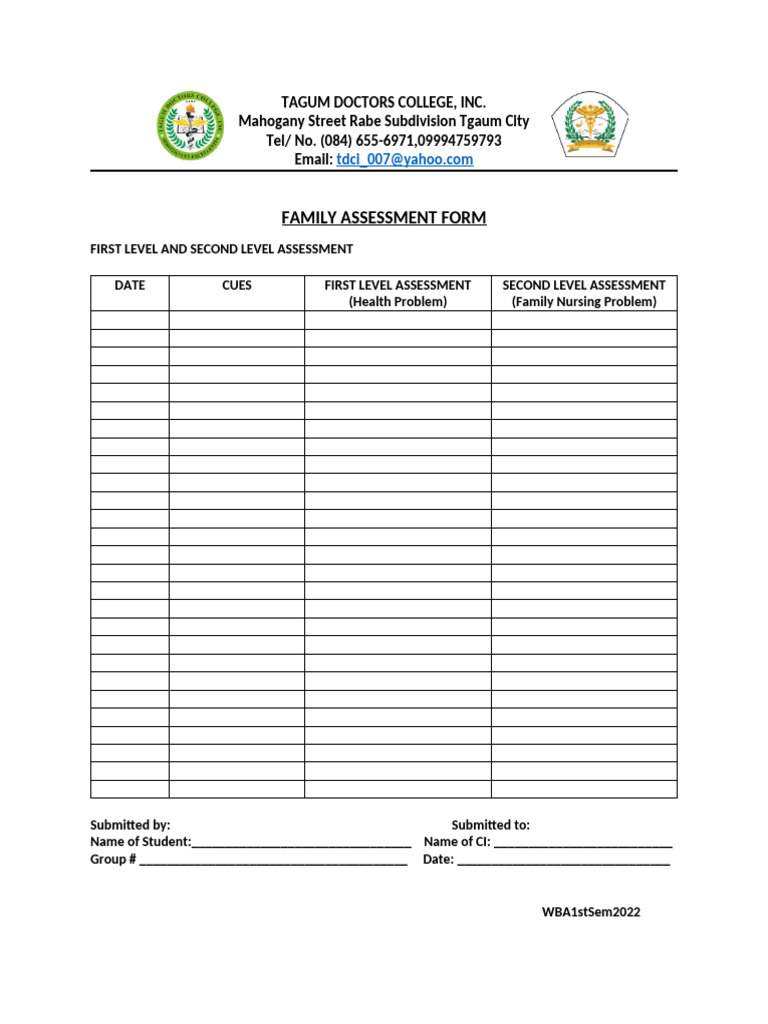 Family Assessment Forms | PDF