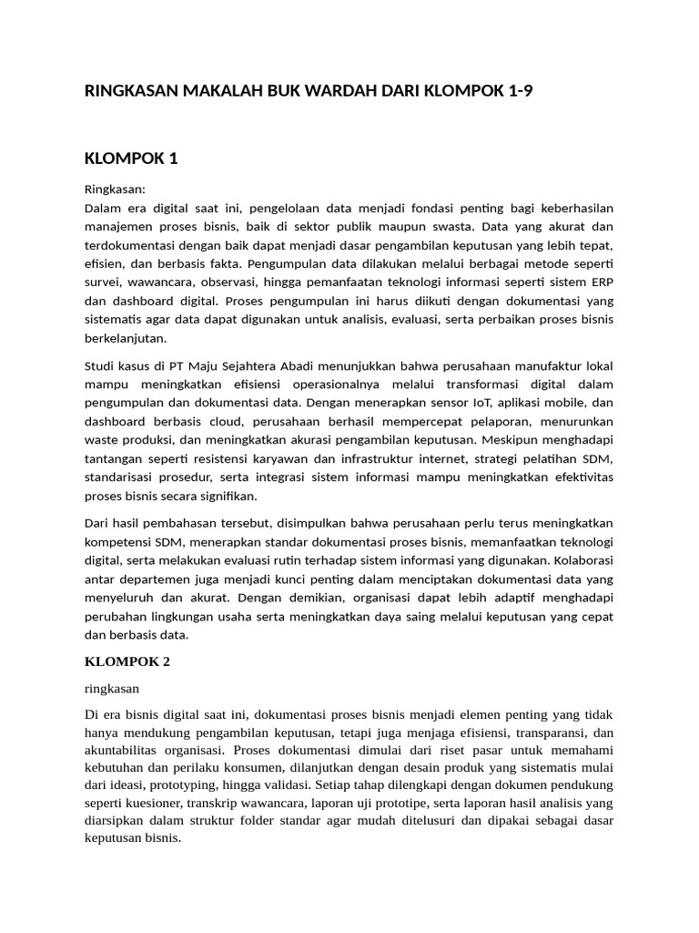 Ringkasan Makalah Buk Wardah Dari Klompok 1 | PDF